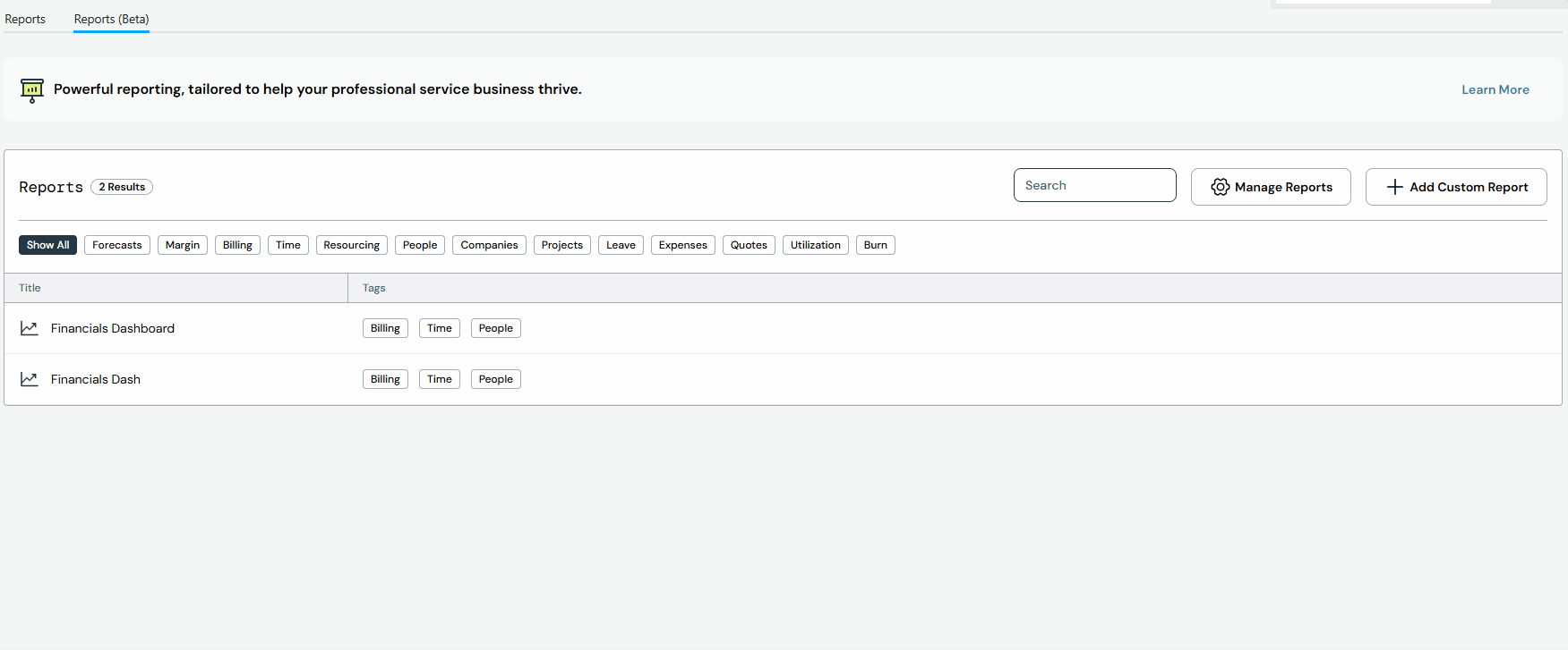 Viewing Custom Reports