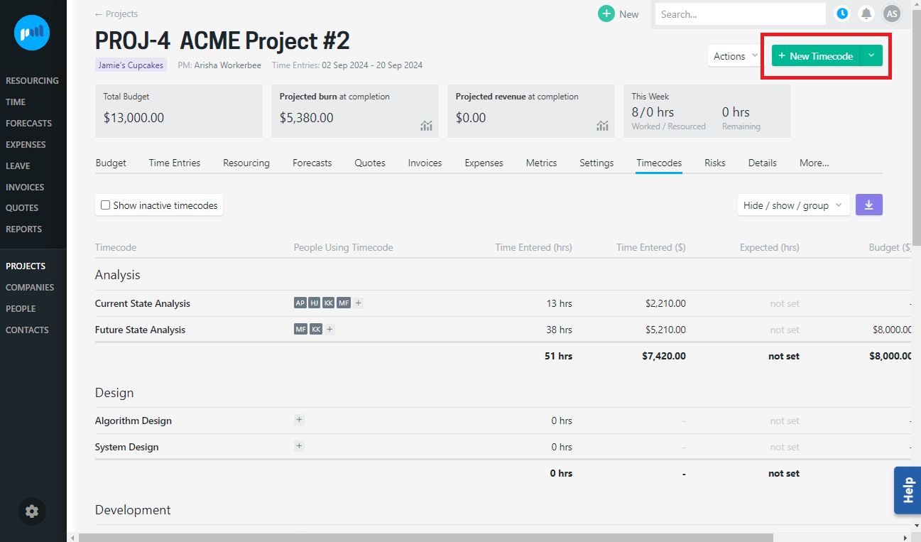 Setting up Timecodes