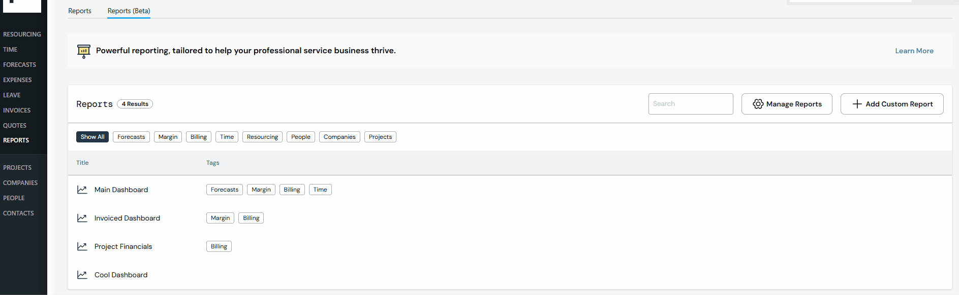 Viewing Custom Reports
