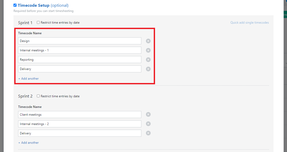 Setting up Timecodes