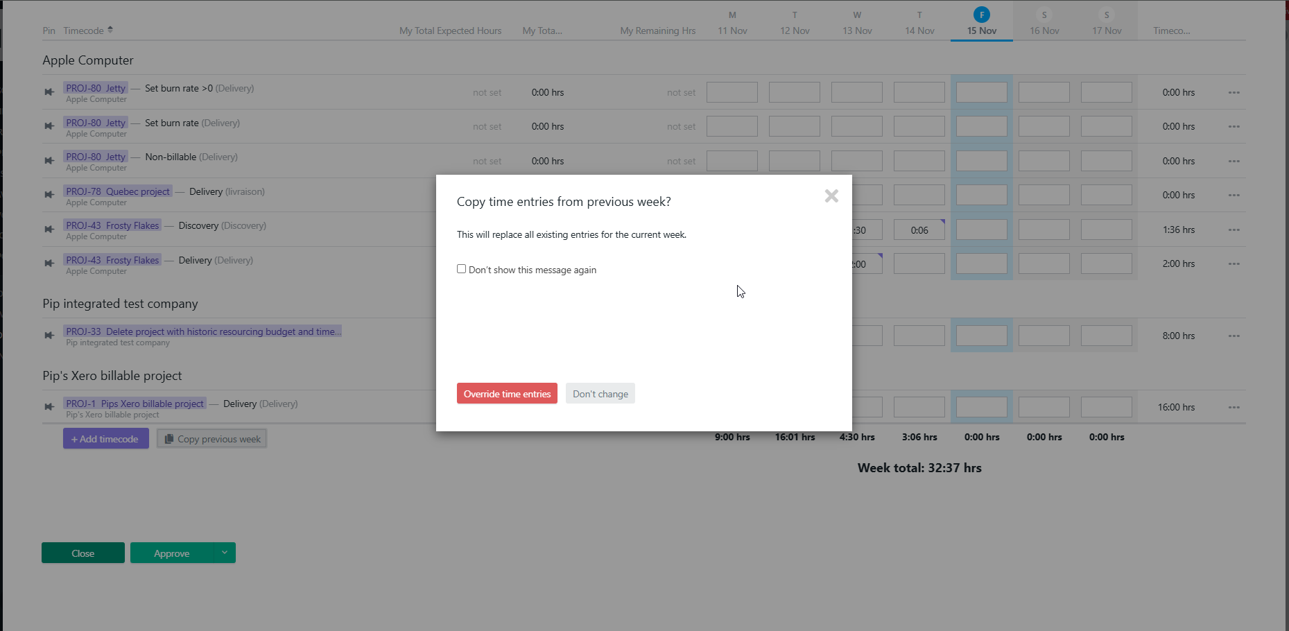 Using your timesheet