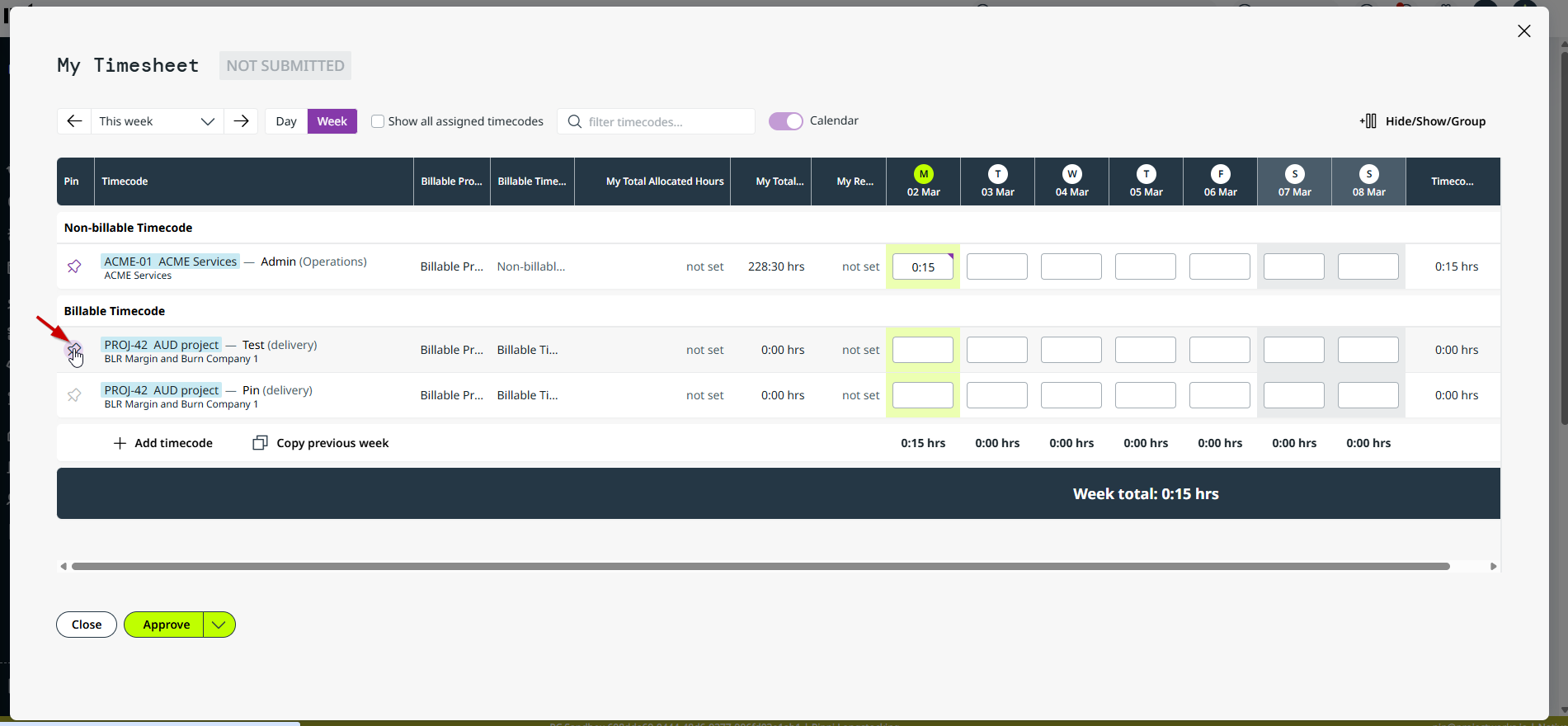 Using your timesheet